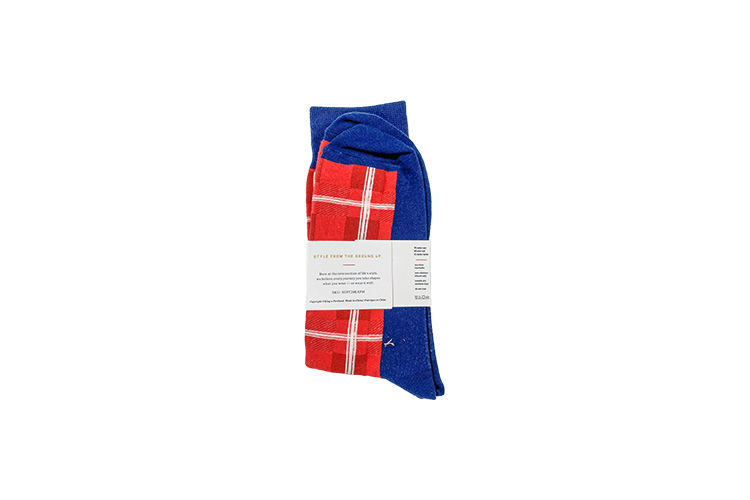 Men's Red Cross Hatch sock by King x Portland - sockbox.ca