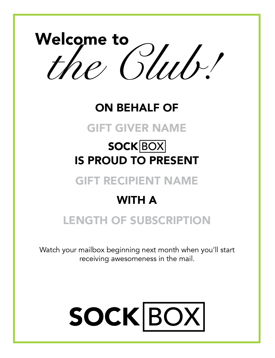 Gift Slip - sockbox.ca
